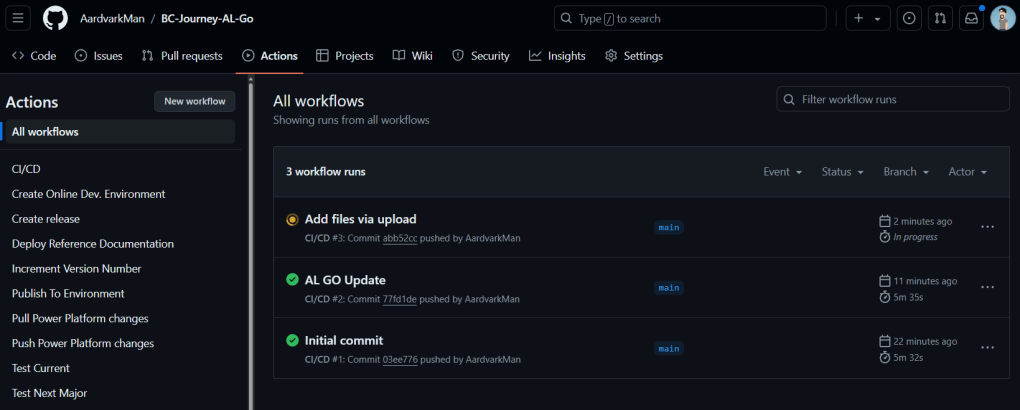 GitHub Continuous Integration with AL-Go – Aardvark Labs